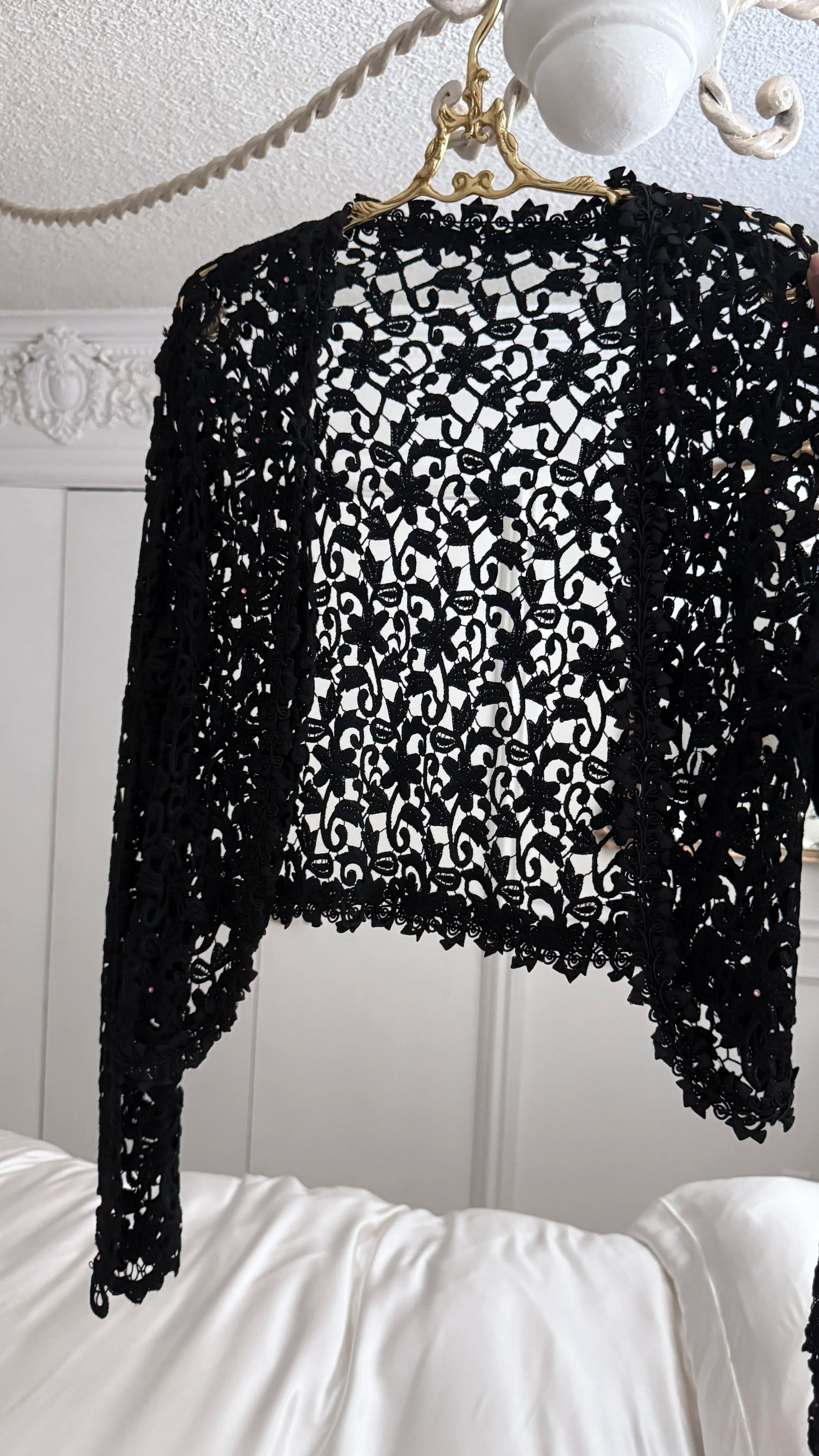 Vintage Crystal Crochet Jacket – Exclusively Almond